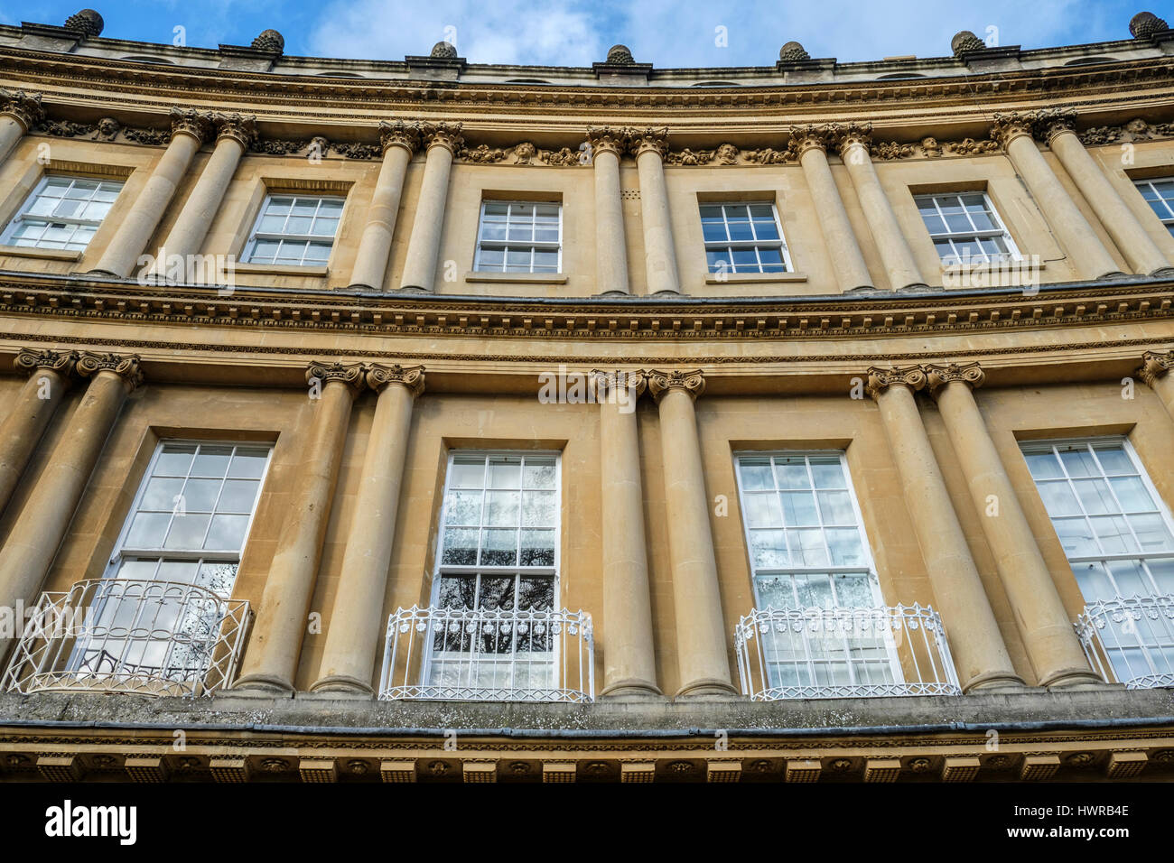 Section of the imposing Georgian architecture of Royal Crescent in Bath ...