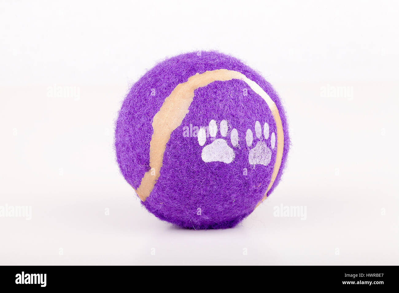 Bright dog tennis balls with paw prints. Isolated on white surface ...