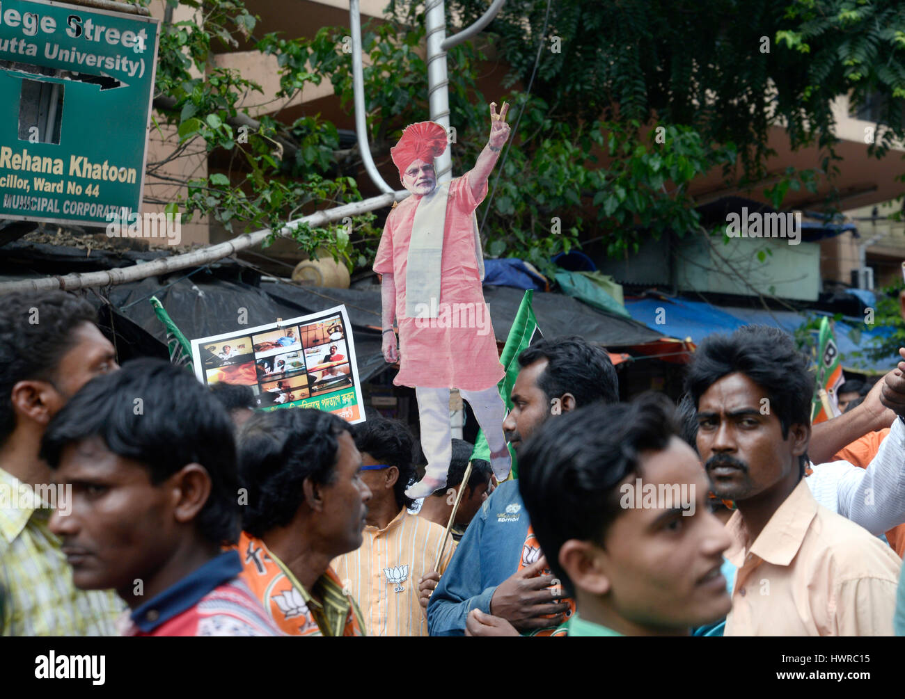 Kolkata, India. 22nd Mar, 2017. BJP activist rallied Prime Minister ...