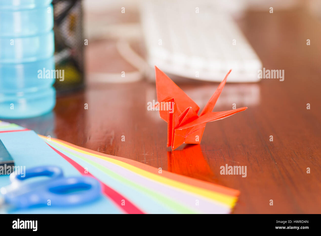 Closeup shot of colorful papers to make origami art Stock Photo - Alamy