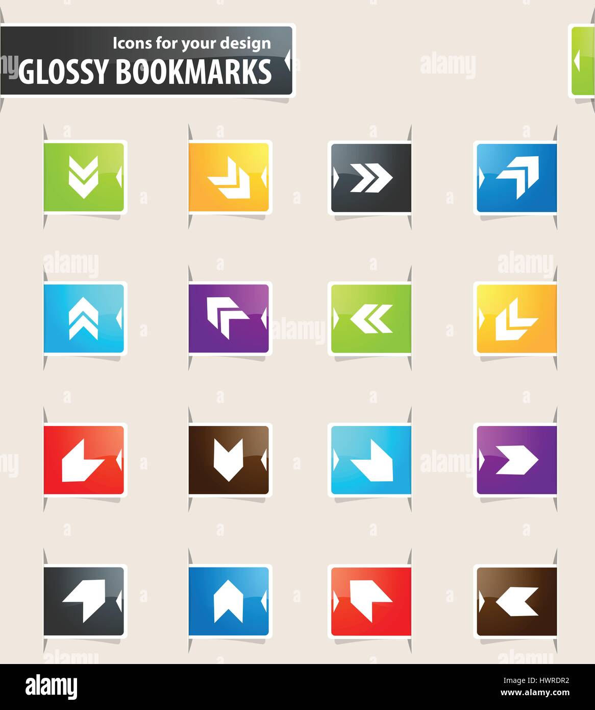 Arrows icons for your design glossy bookmarks Stock Vector Image & Art ...