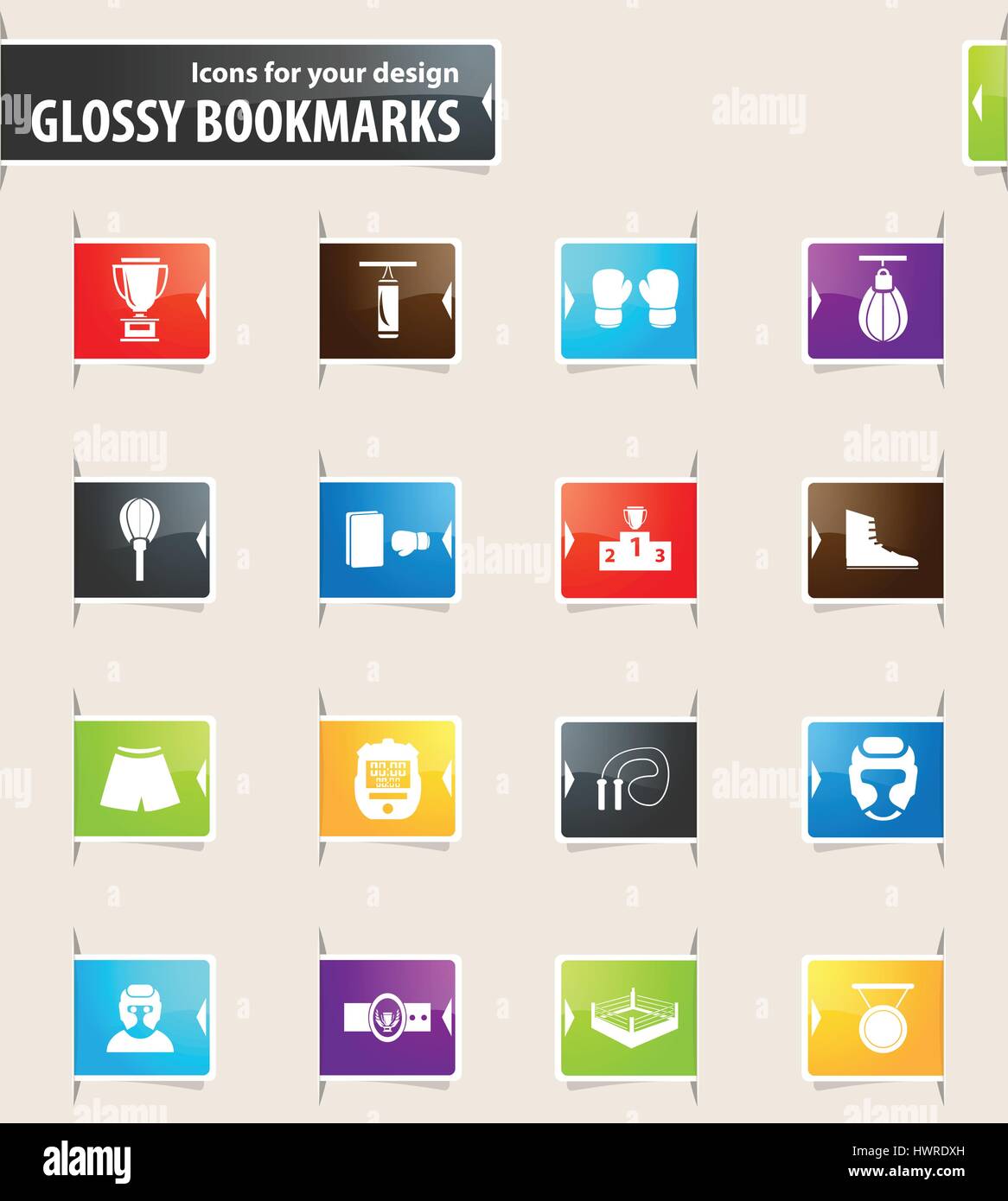 Boxing symbol vector glossy bookmarks for your design Stock Vector ...