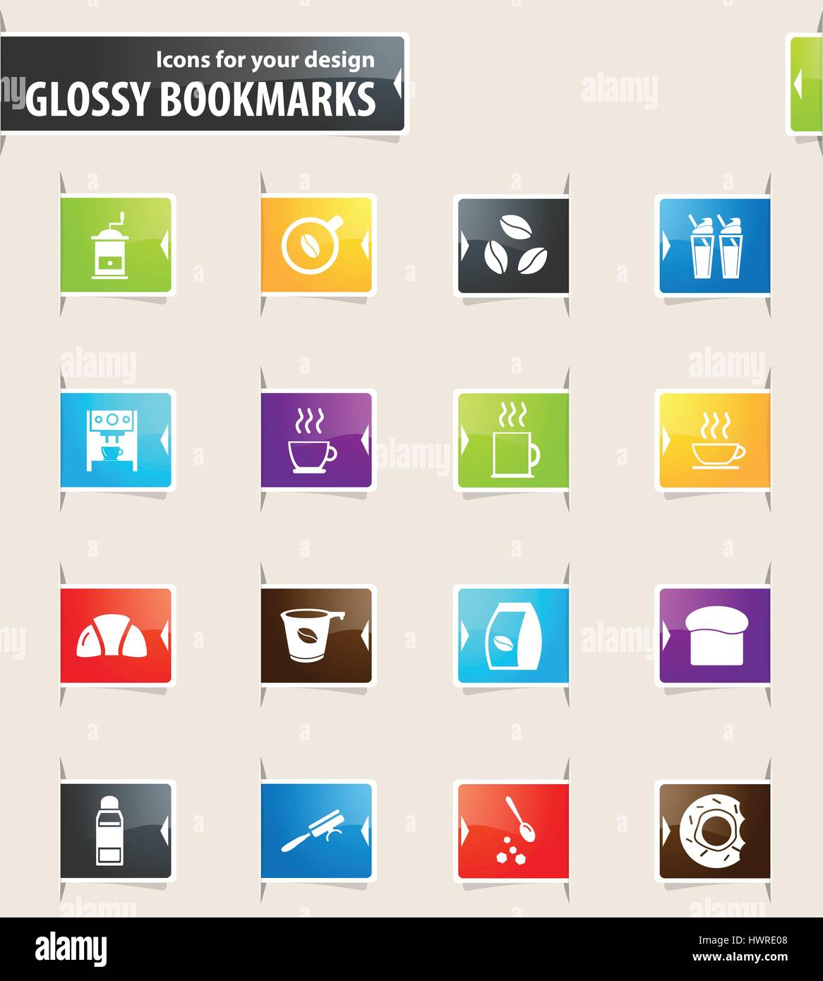 Cafe symbol vector glossy bookmarks for your design Stock Vector Image ...