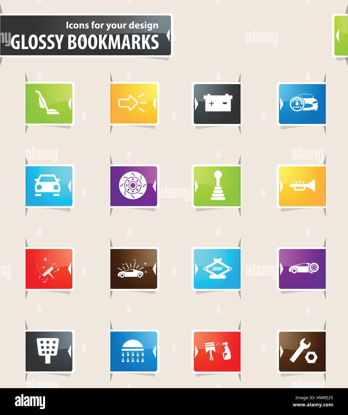 Car shop vector glossy bookmarks for your design Stock Vector Image ...
