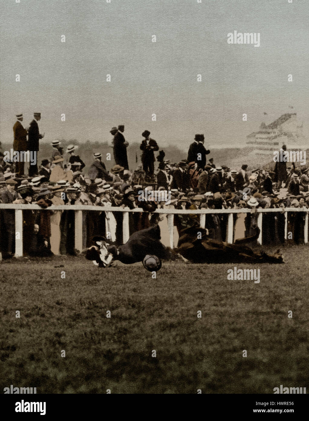 Suffragette Emily Davidson (11 October 1872 – 8 June 1913) throws ...