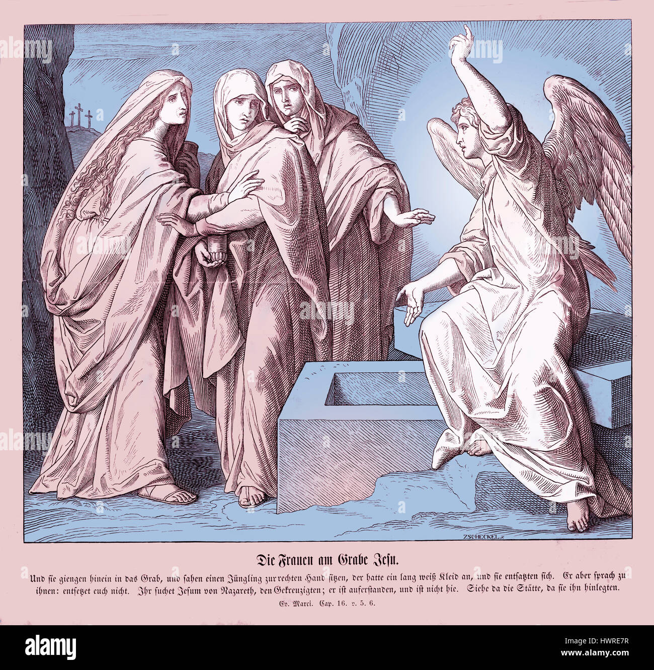 The women at Jesus' tomb, Gospel of Mark chapter XVI verses 5 - 6 'And ...