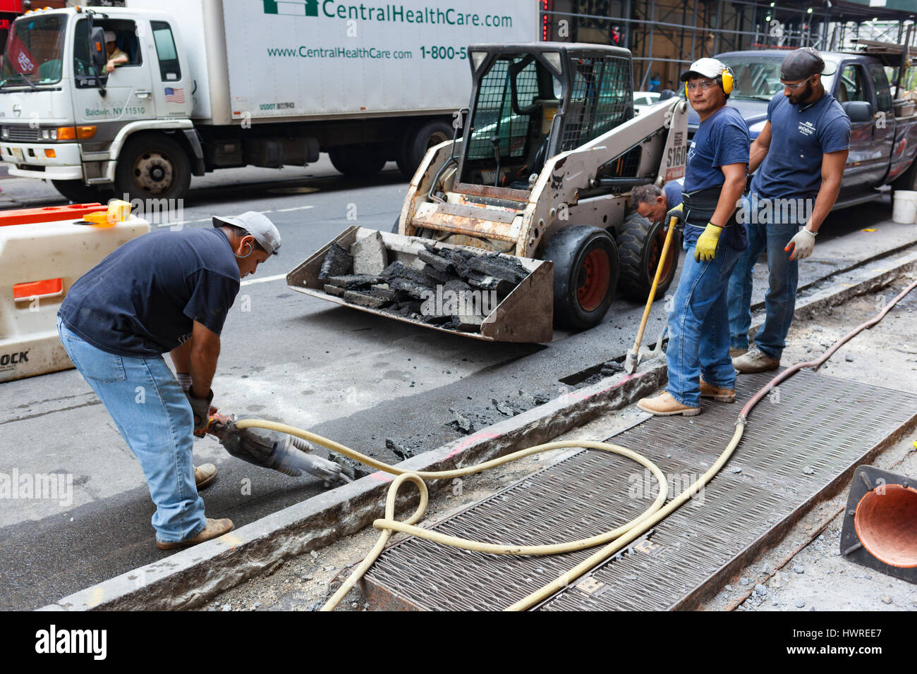 New York City, Usa - July 08, 2015: Construction site with workers on ...