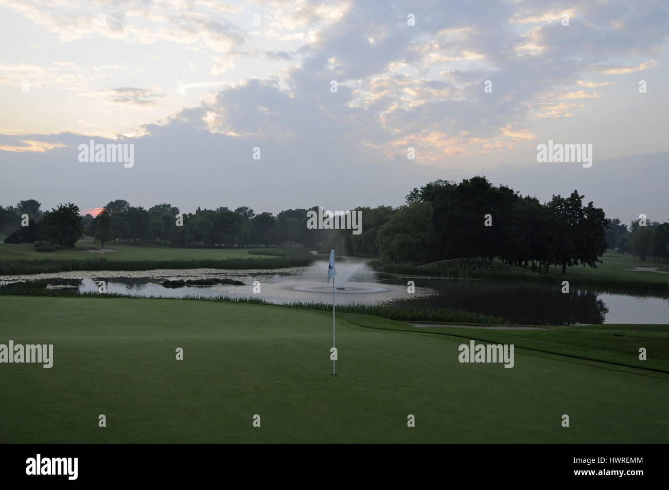 View over the18th Green to the Lake on the Brabazon Course at Dusk, The ...