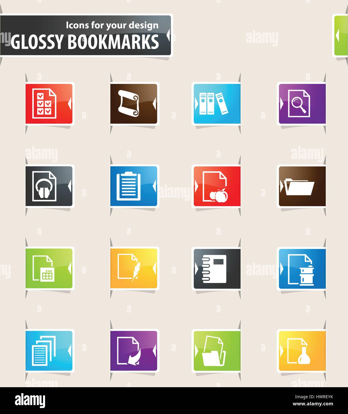 Documents Vector Bookmark Icons For Your Design Stock Vector Image