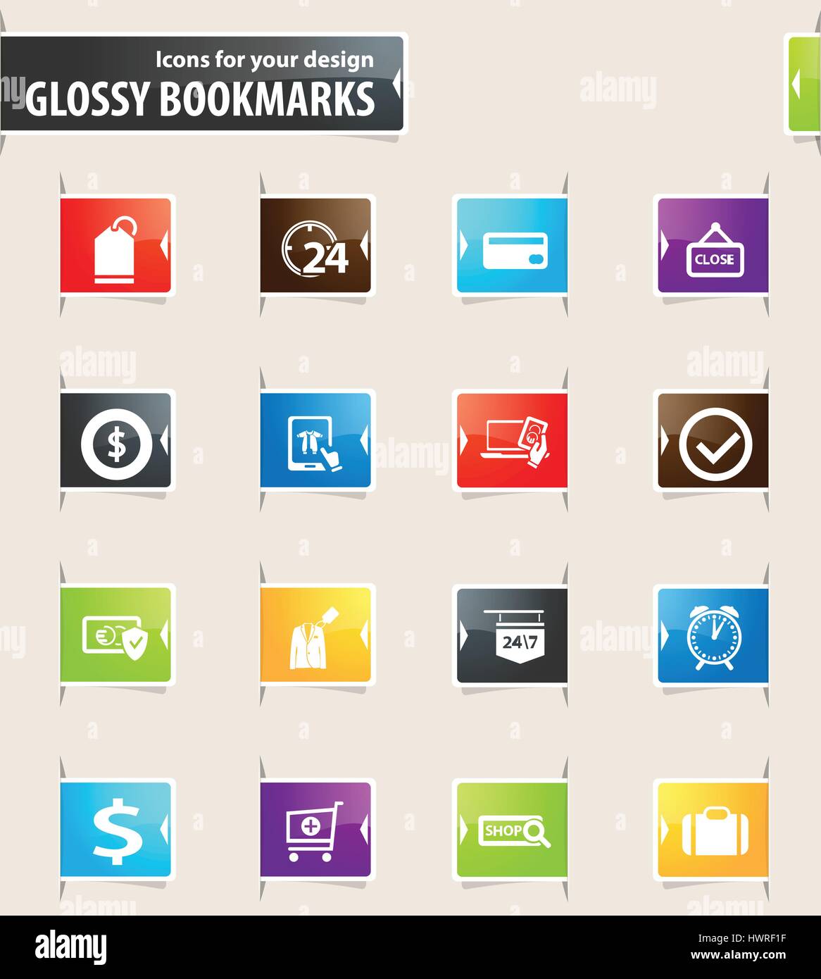 E-commerce vector bookmark icons for your design Stock Vector Image ...