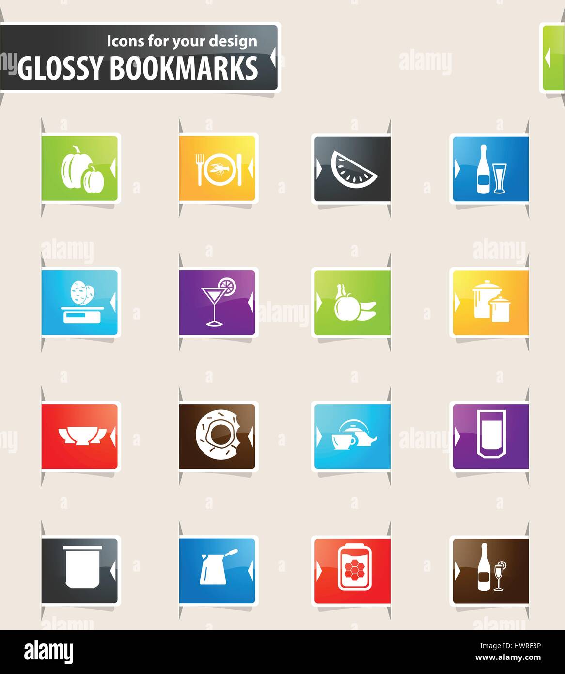 Food and kitchen vector bookmark icons for your design Stock Vector ...