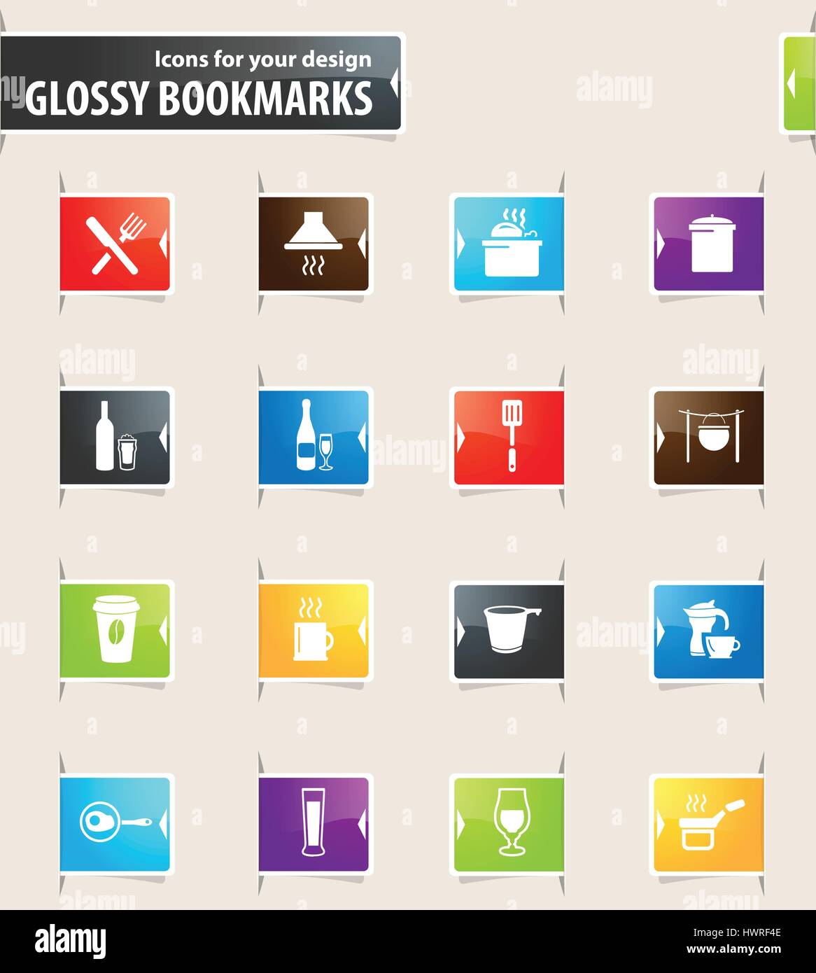 Food and kitchen vector bookmark icons for your design Stock Vector ...