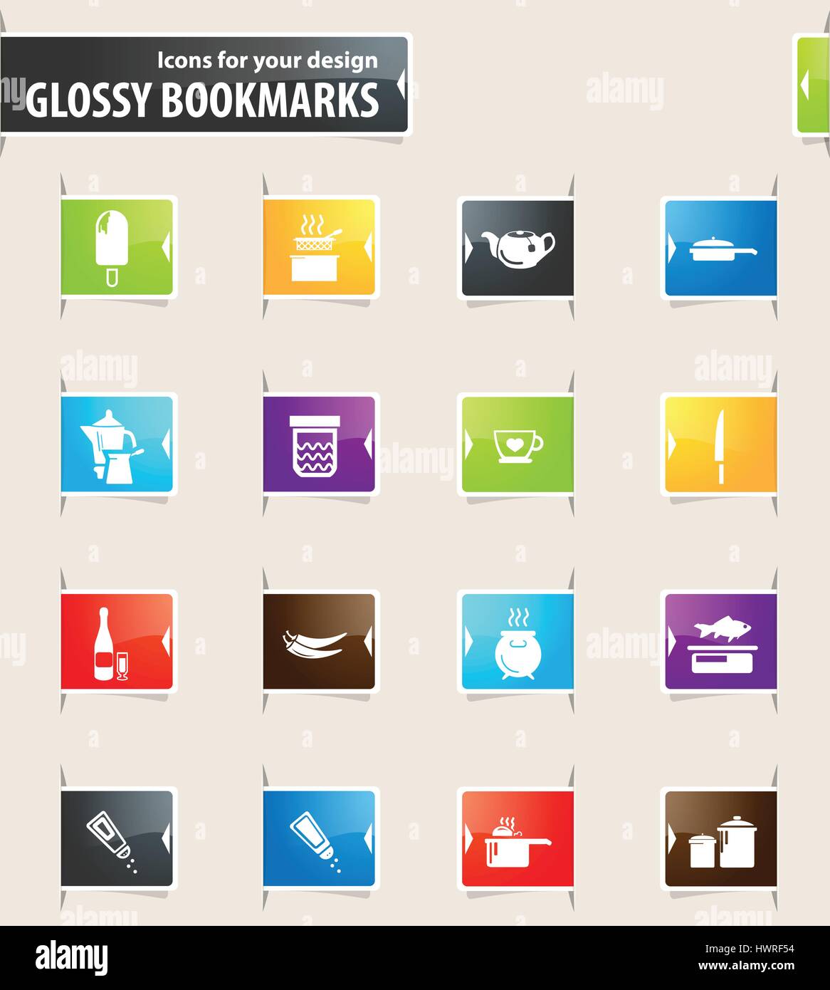 Food and kitchen vector bookmark icons for your design Stock Vector ...