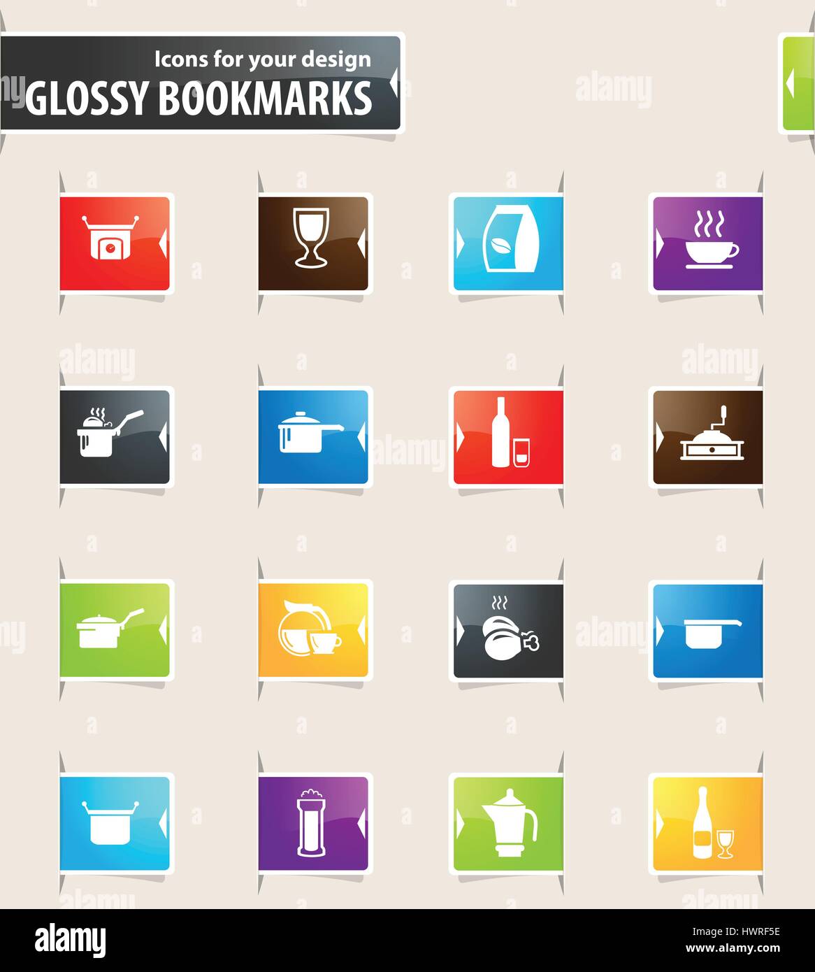Food and kitchen vector bookmark icons for your design Stock Vector ...