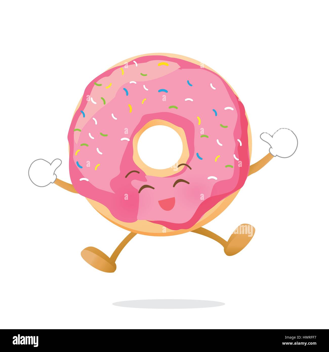 Donut cartoon jumping with happiness isolated on white background ...