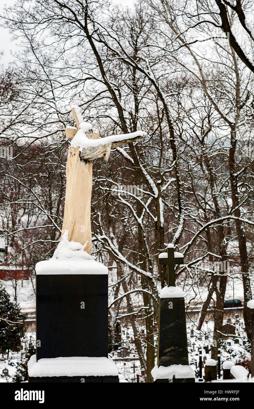 Statue of Jesus Christ at Rasu cemetery in Vilnius, Lithuania Stock ...