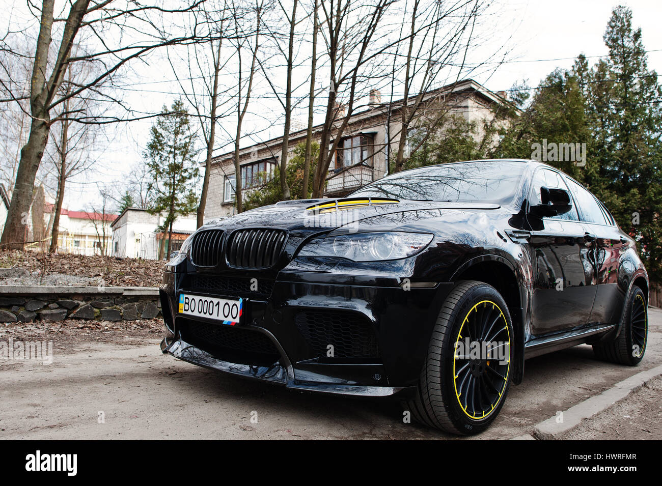 Kiev, Ukraine - March 22, 2017: Black BMW X6 M performance at street ...