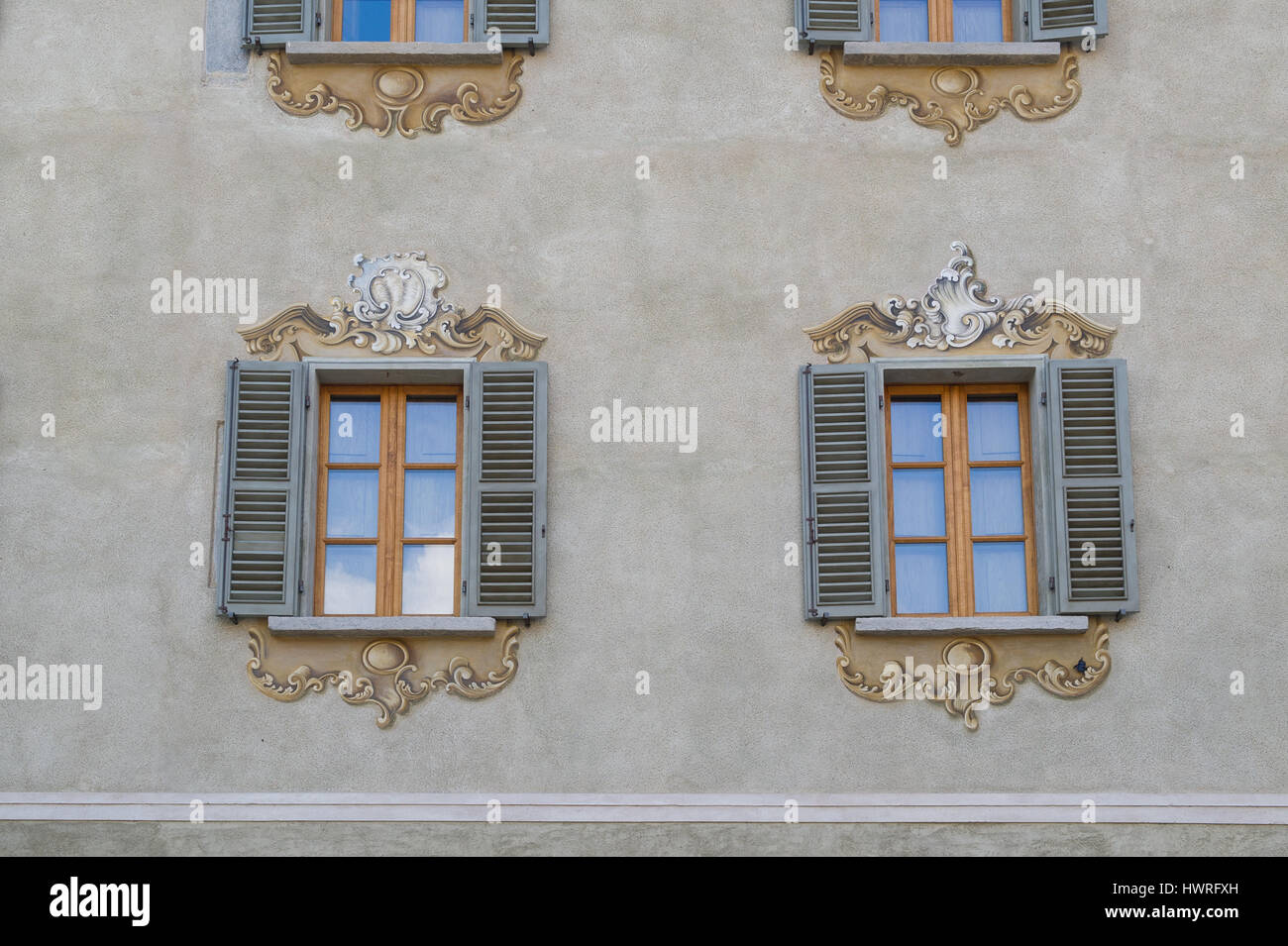 beautiful decorated windows in northern Italy Stock Photo - Alamy