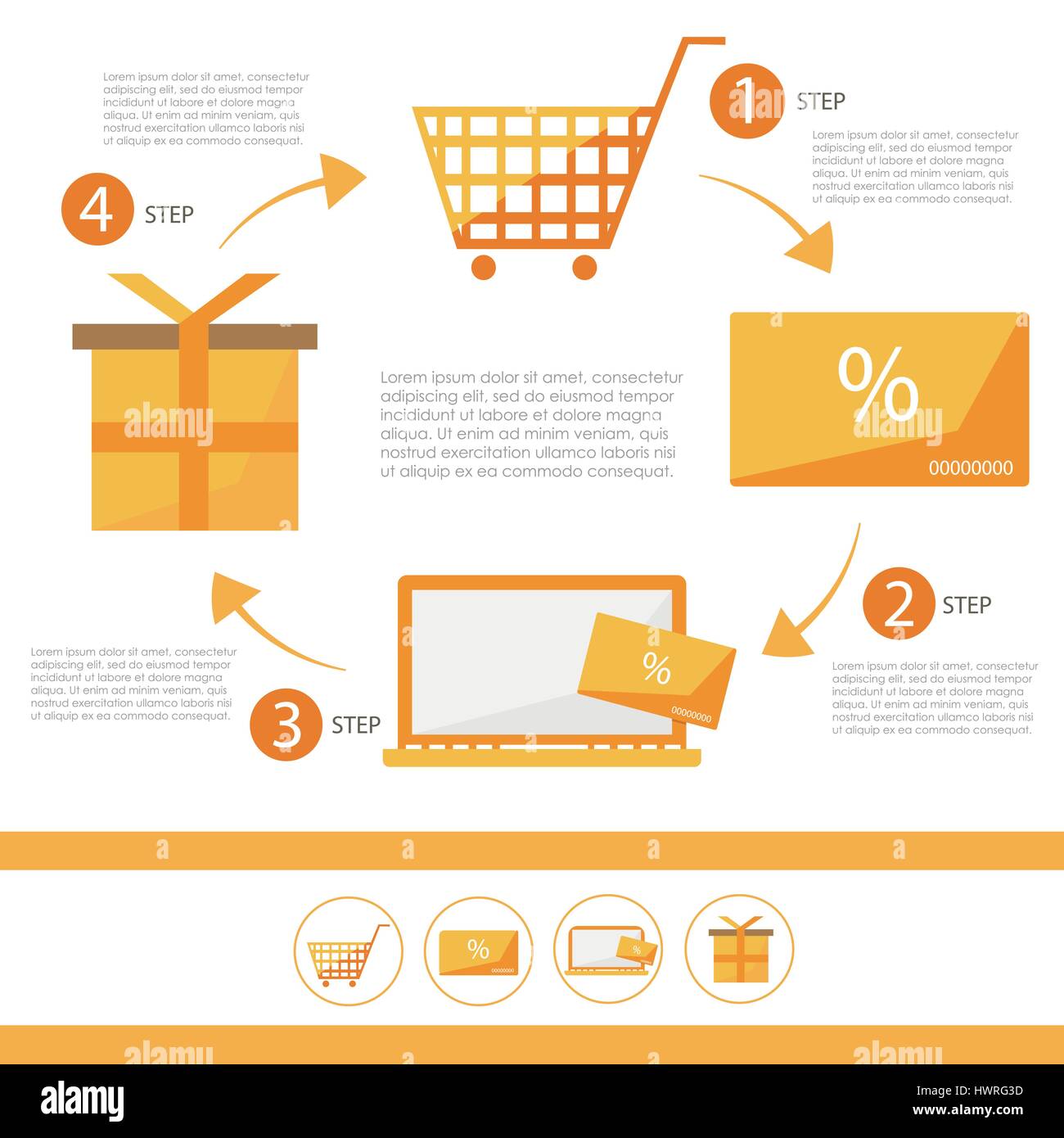 E-commerce infographic flat set - discount card - vector illustration ...