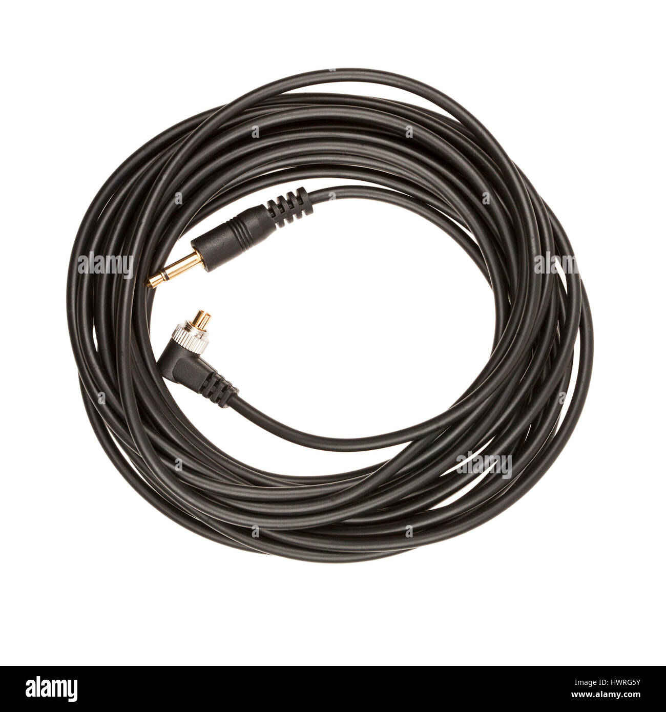 Flash synchronization cable with screw lock isolated on white Stock ...