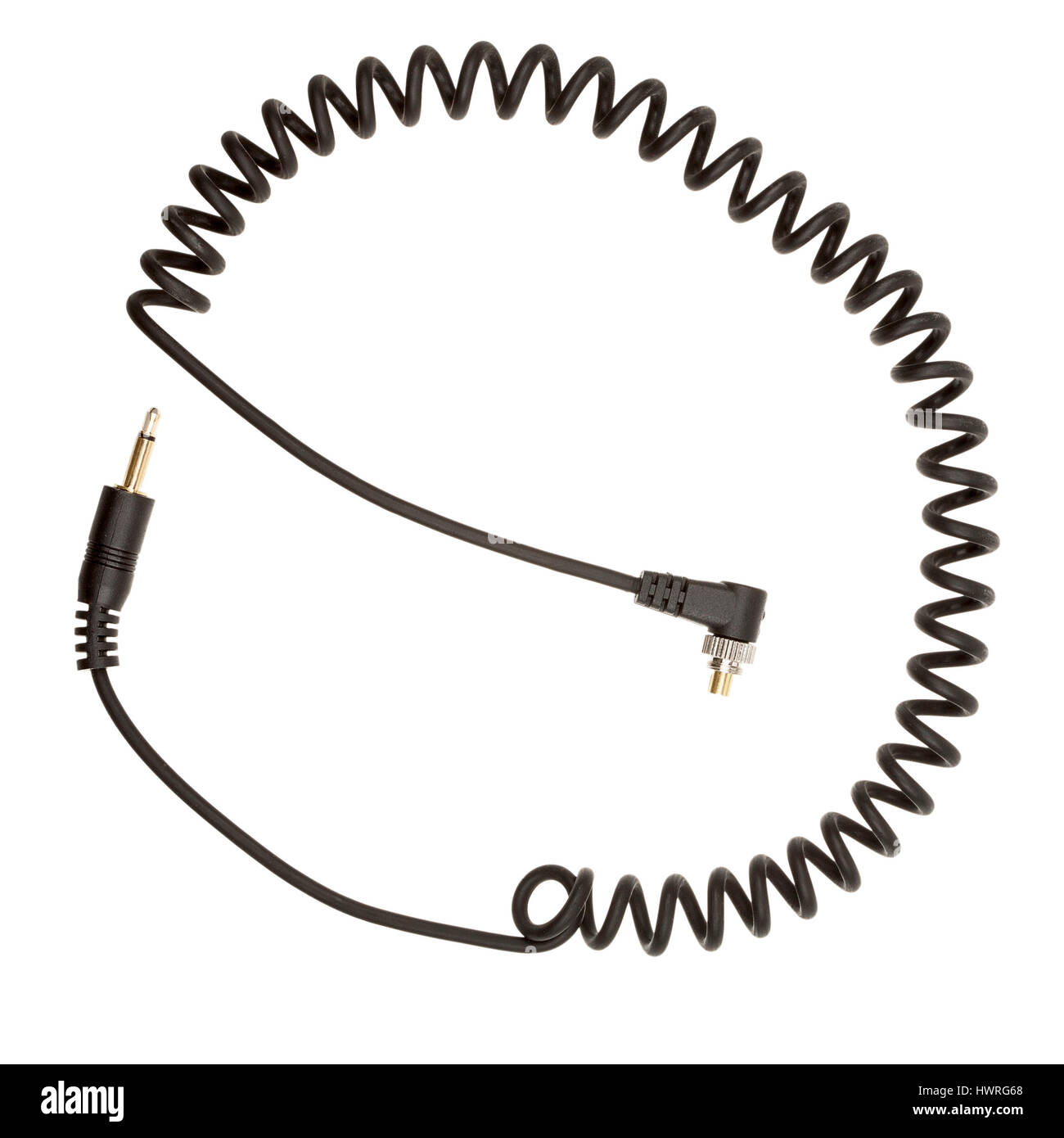Flash synchronization cable with screw lock isolated on white Stock ...
