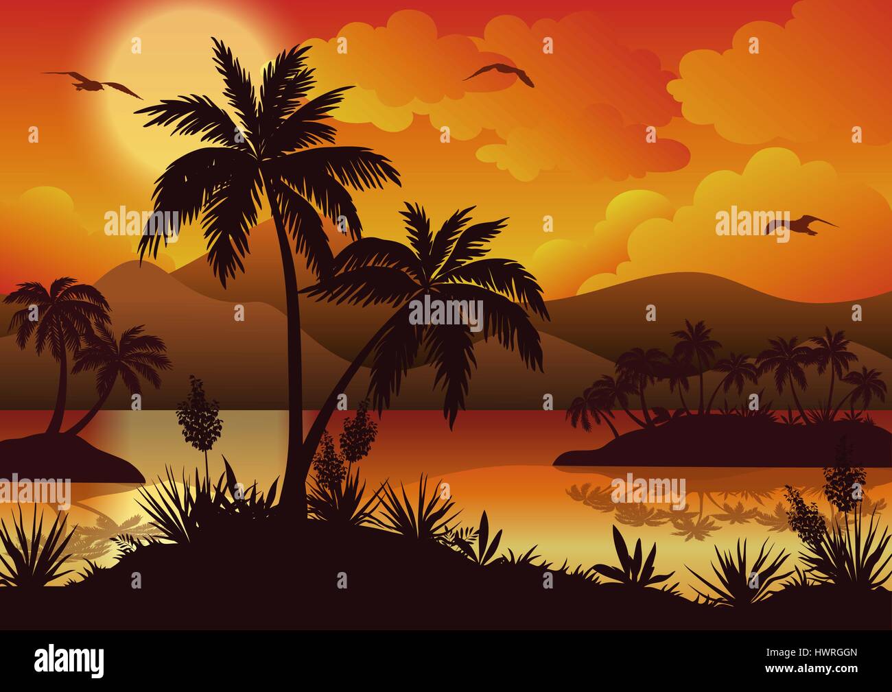 Ocean and flowers Stock Vector Images - Alamy