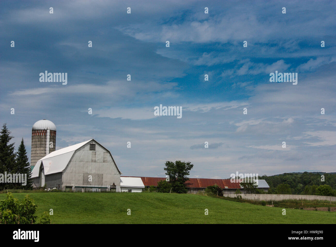 Canadian Country Farm With Blue Sky Stock Photo - Alamy