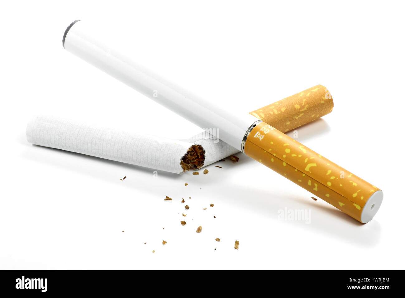 electronic and conventional cigarettes isolated on white background ...