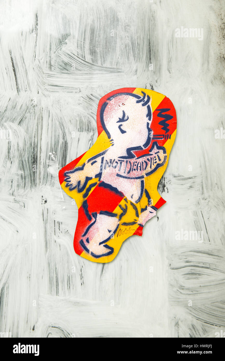 Graffiti image of a baby smoking a cigerette Stock Photo - Alamy