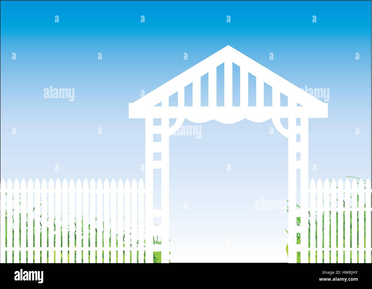 white picket fence with a blue background Stock Vector Image & Art - Alamy