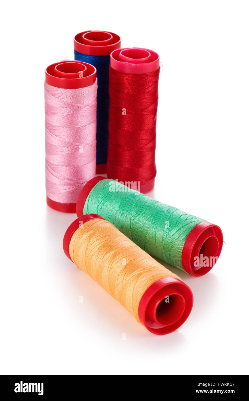 Collection of colorful spools. Isolated on white background Stock Photo ...
