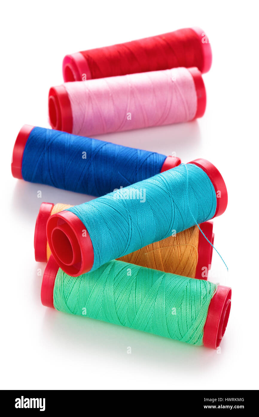 Collection of colorful spools. Isolated on white background Stock Photo ...