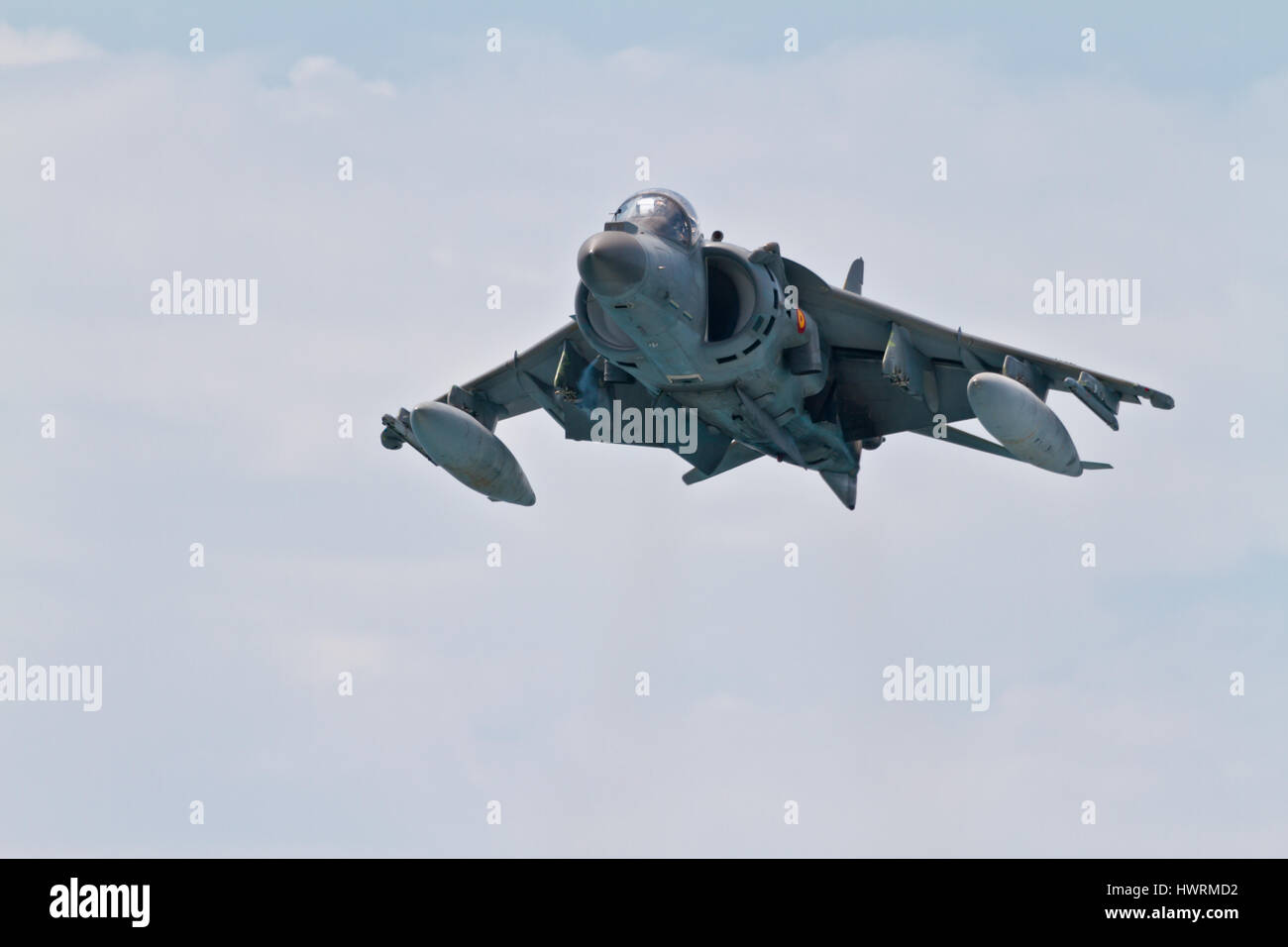 MALAGA, SPAIN-MAY 28: Aircraft AV-8B Harrier Plus taking part in an ...
