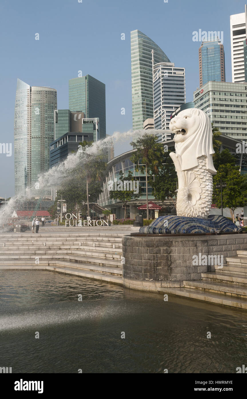 Singapore, Merlion statue Stock Photo - Alamy
