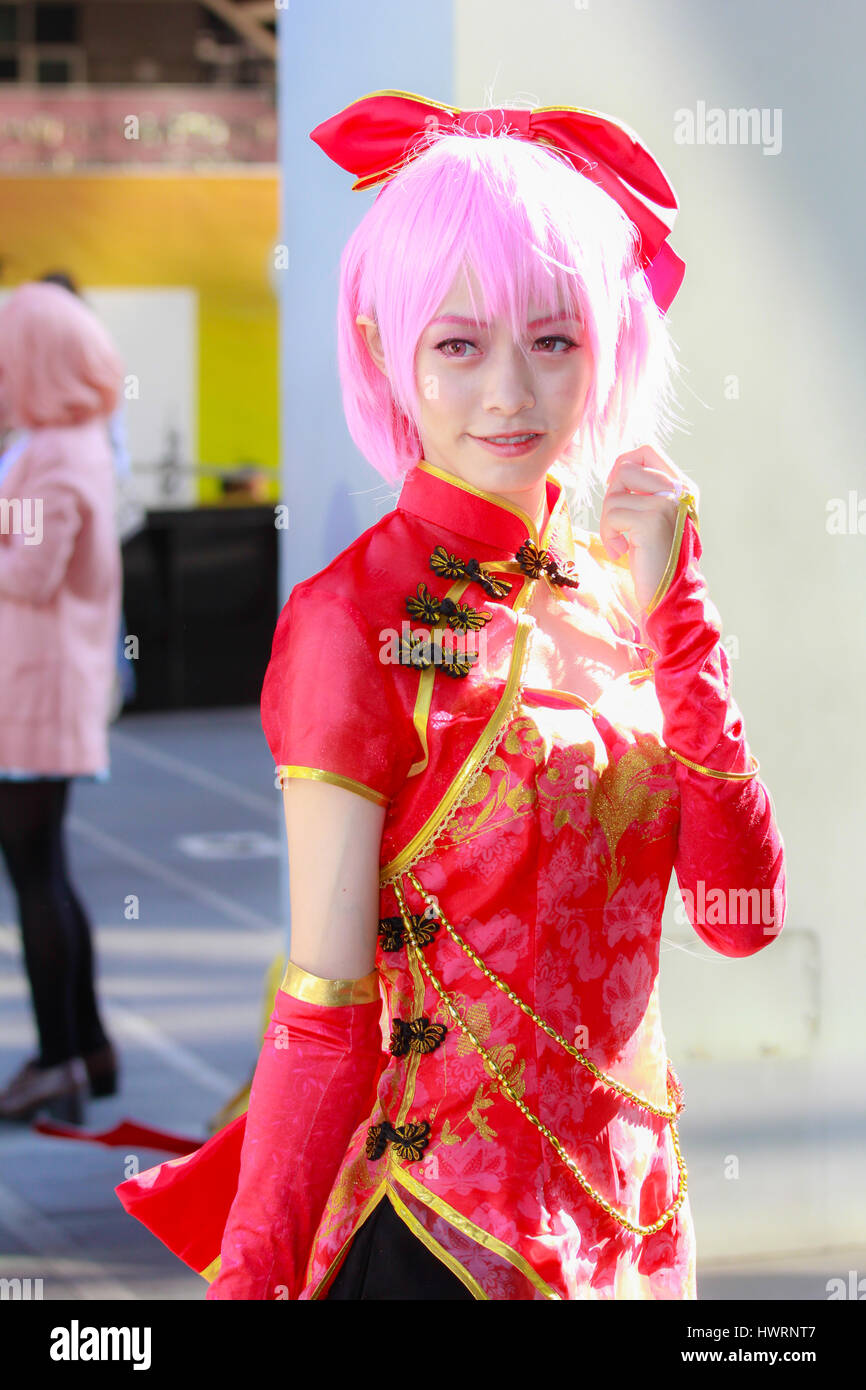 Bangkok - Feb 12: An unidentified Japanese anime cosplay pose on ...