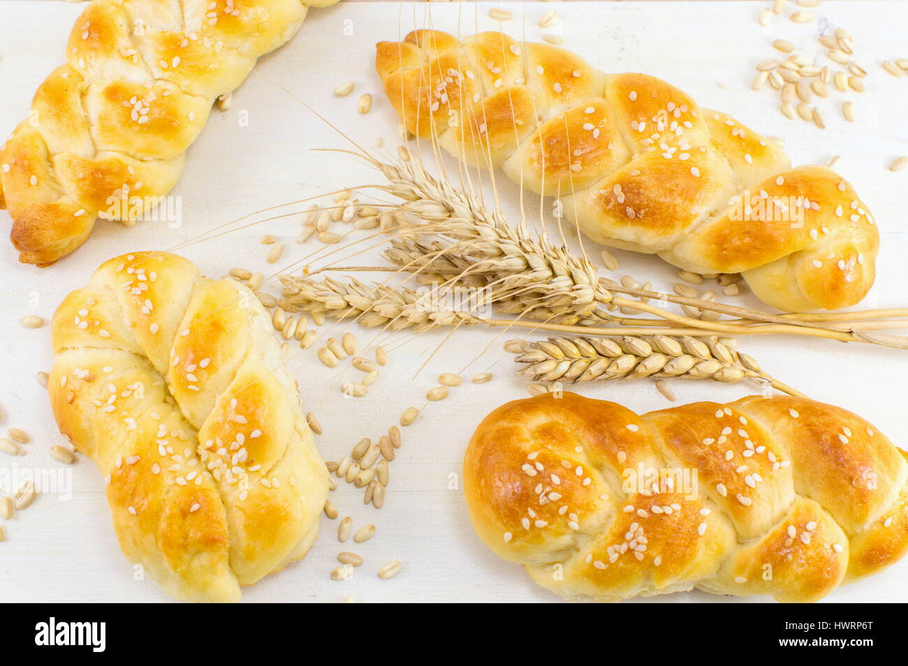 Homemade shaped bread and pastry with wheat plant Stock Photo - Alamy