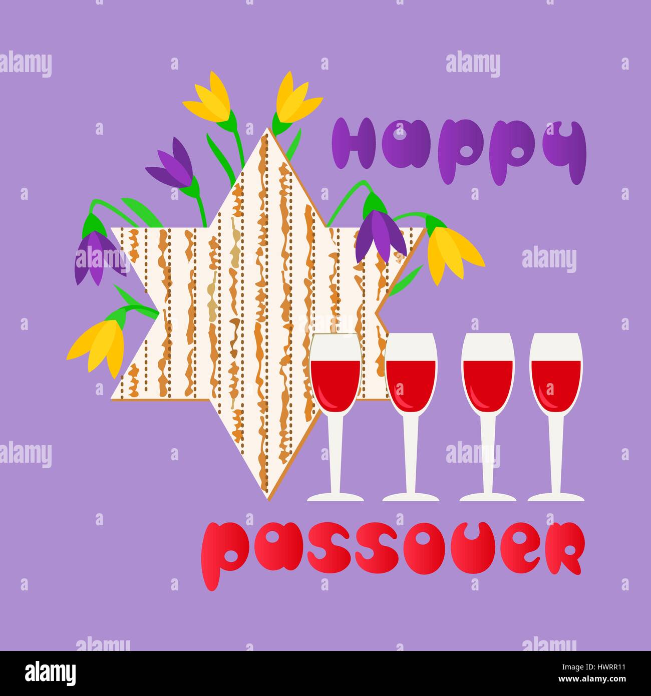 Passover wine matzah on Stock Vector Images - Alamy