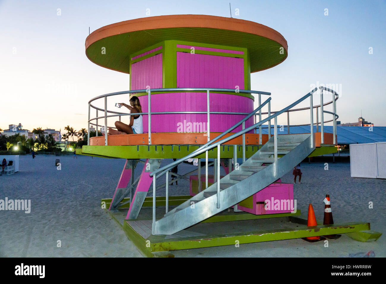 Lifeguard stairs miami beach hi-res stock photography and images - Alamy