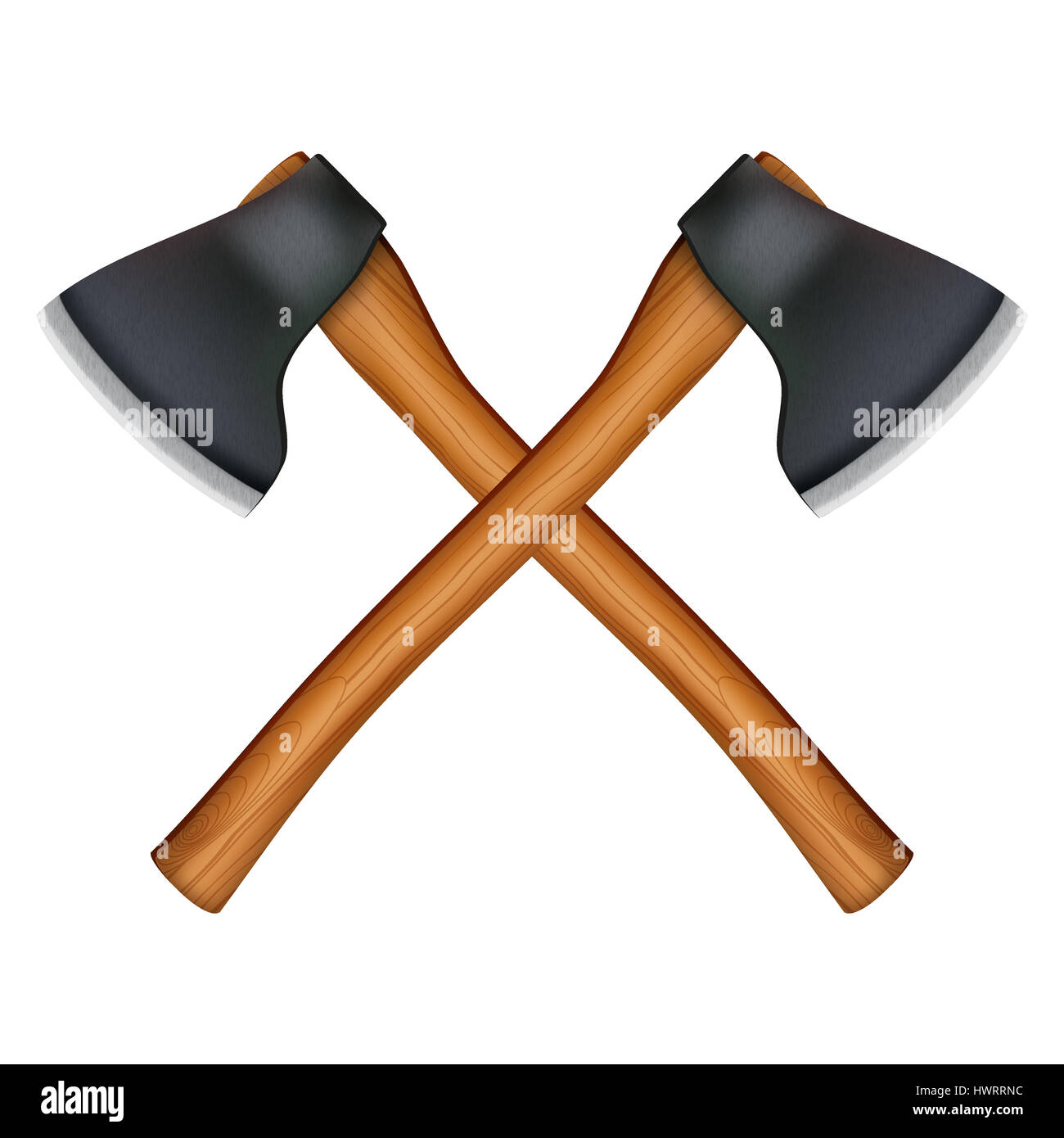 Crossed classic axes lumberjack. Industrial Illustration isolated on ...