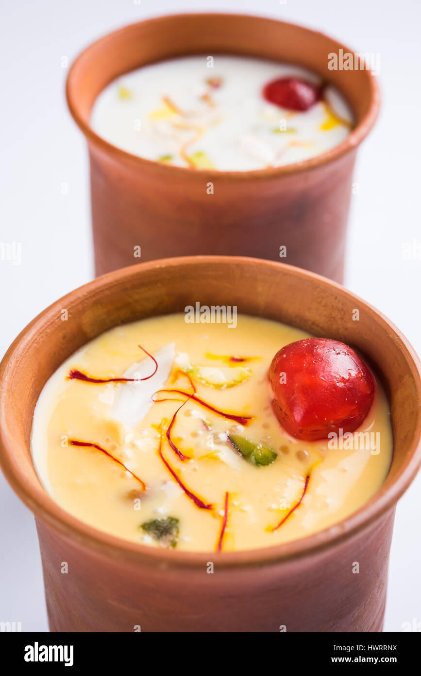 Authentic Indian cold drink made up of curd, milk & malai called Lassi ...