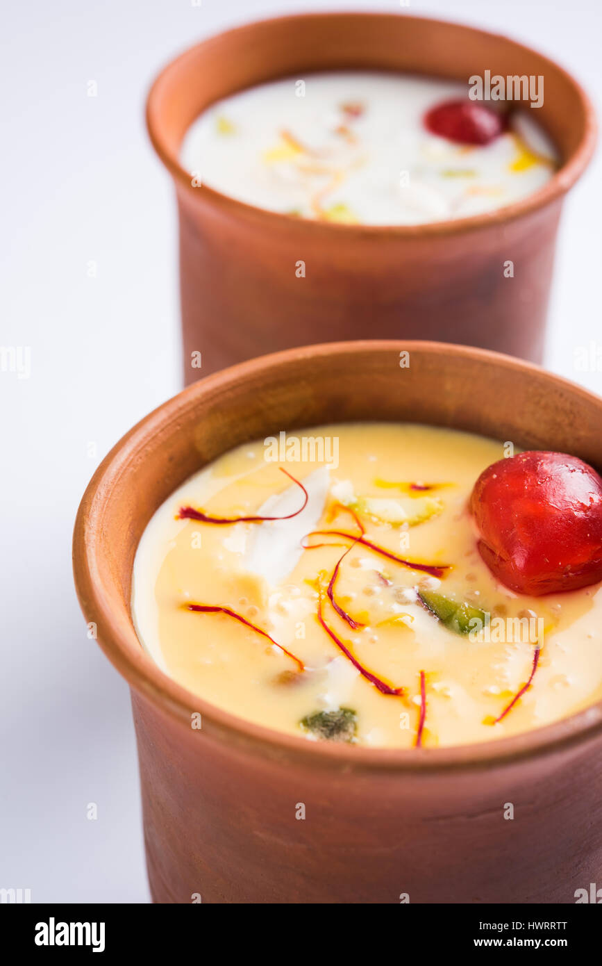 Authentic Indian cold drink made up of curd, milk & malai called Lassi ...