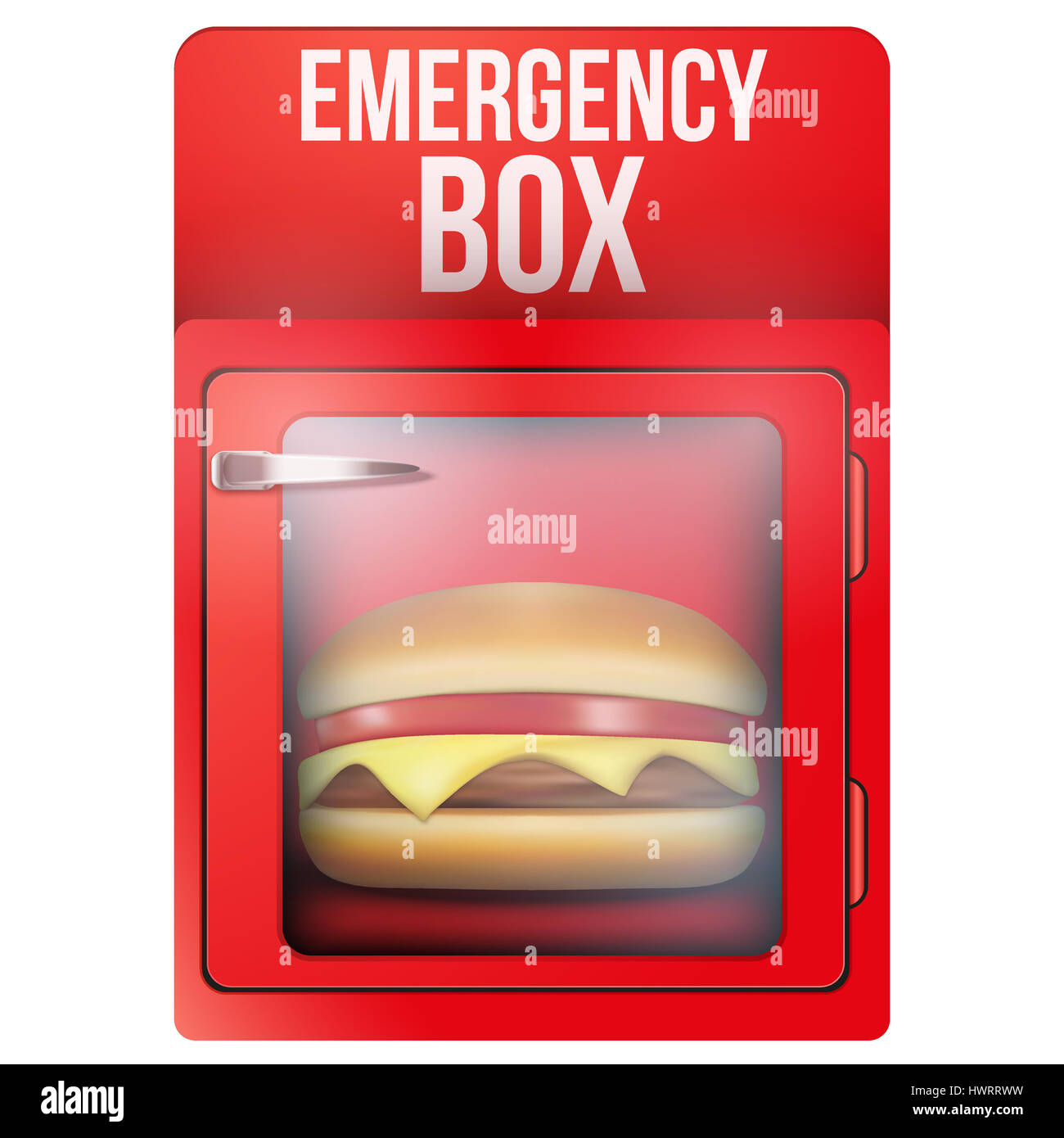 Red emergency box with hamburger. Illustration isolated on white ...