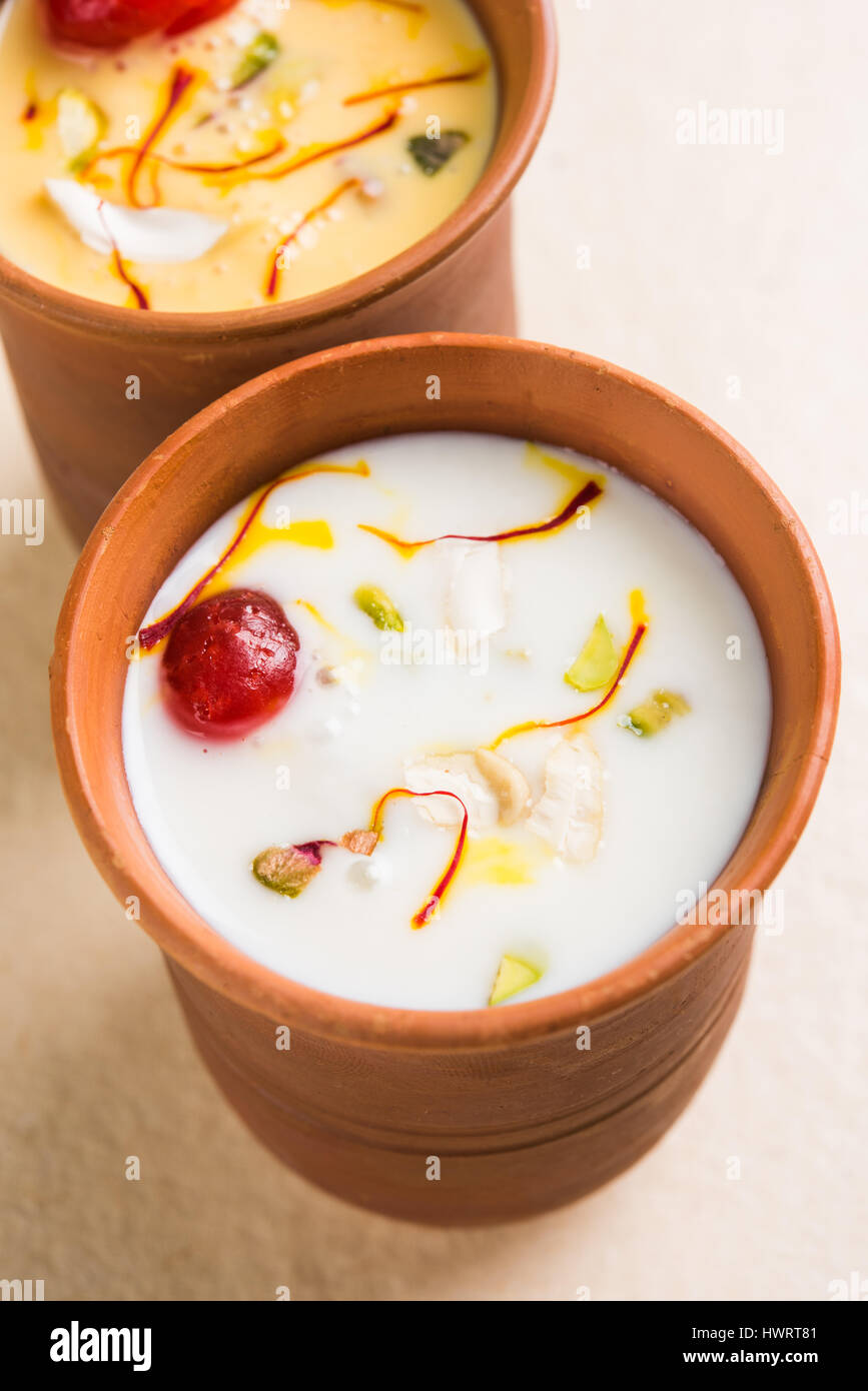 Authentic Indian cold drink made up of curd, milk & malai called Lassi ...