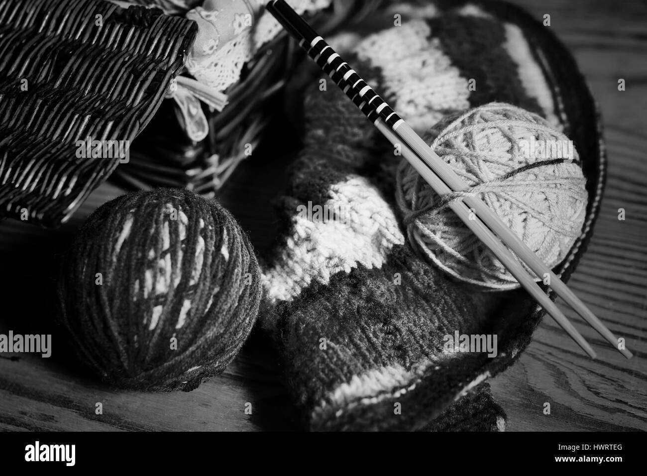 Yarn tool handmade craft Black and White Stock Photos & Images - Alamy