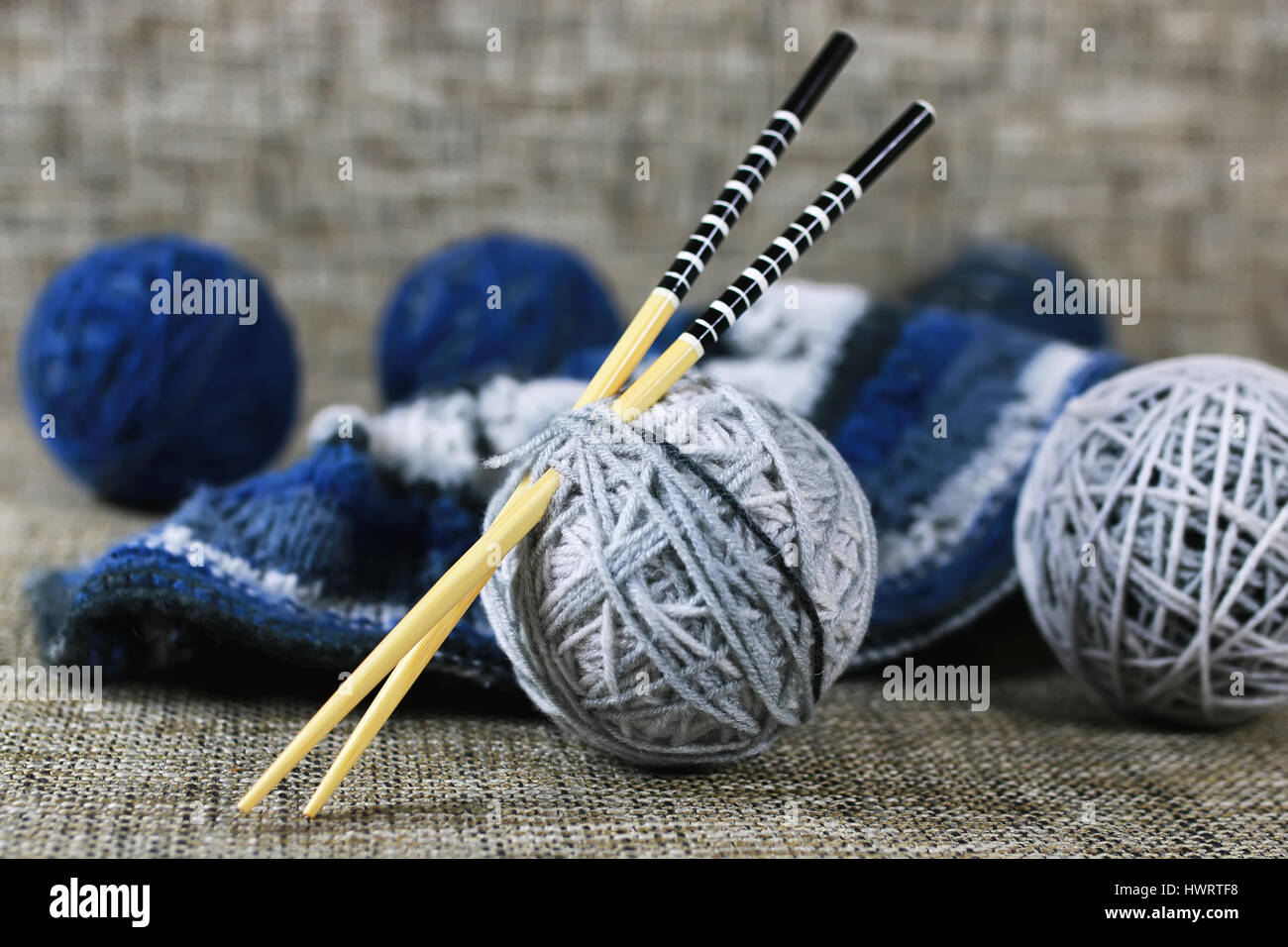 knitting wool ball hobby Stock Photo - Alamy