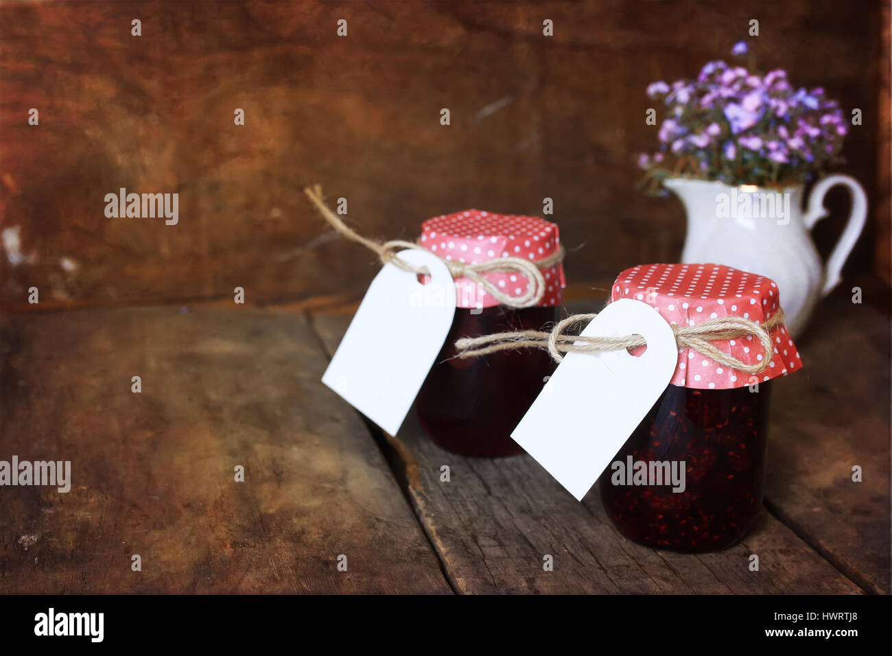retro rustic homemade jam jar Stock Photo - Alamy