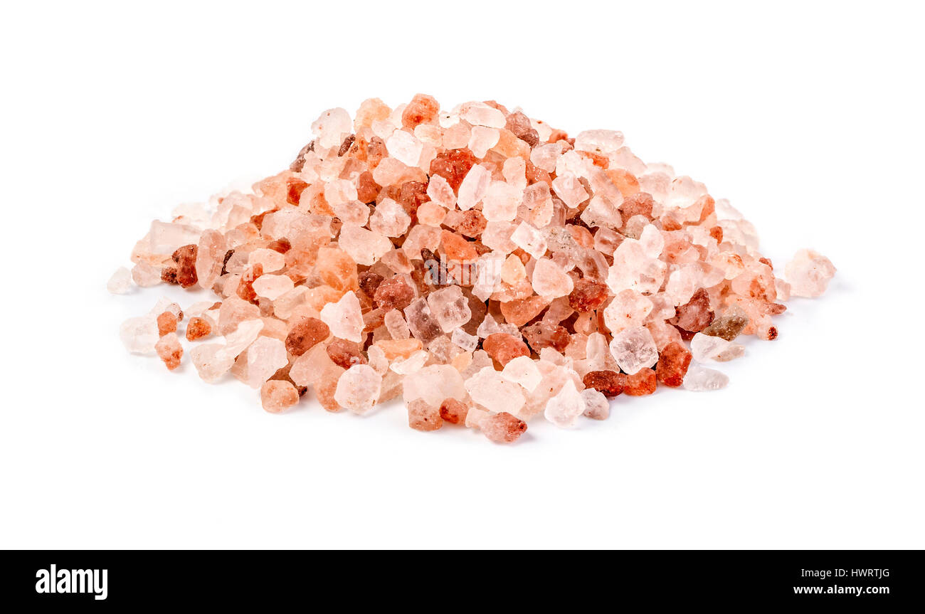 himalayan pink salt isolated on white background Stock Photo - Alamy