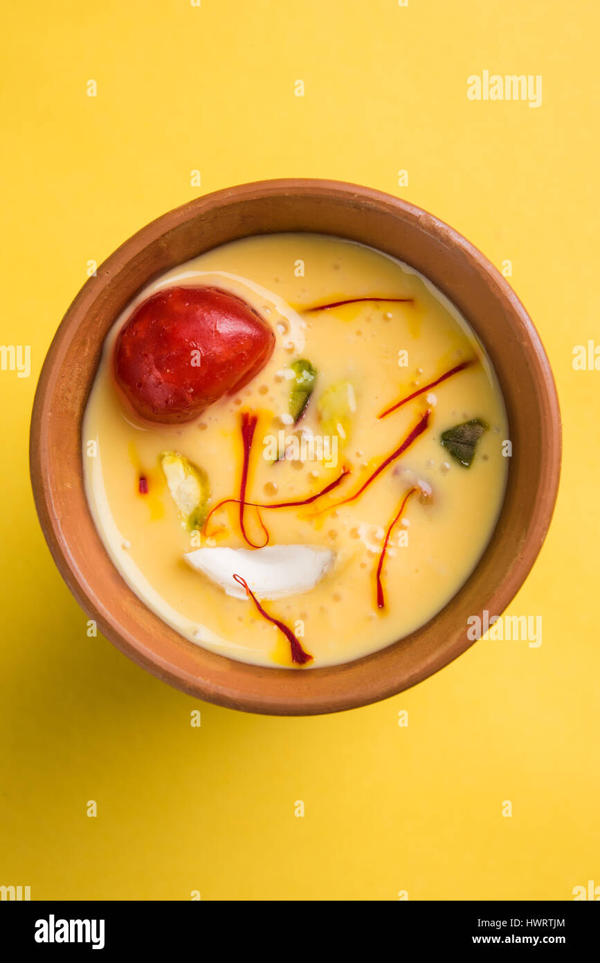 Authentic Indian cold drink made up of curd, milk & malai called Lassi ...