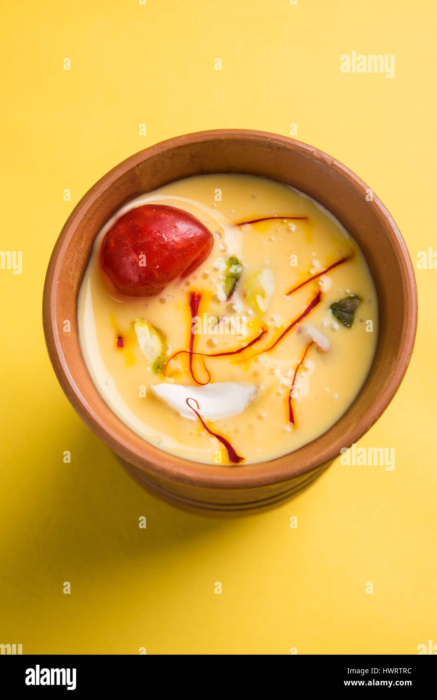 Authentic Indian cold drink made up of curd, milk & malai called Lassi ...