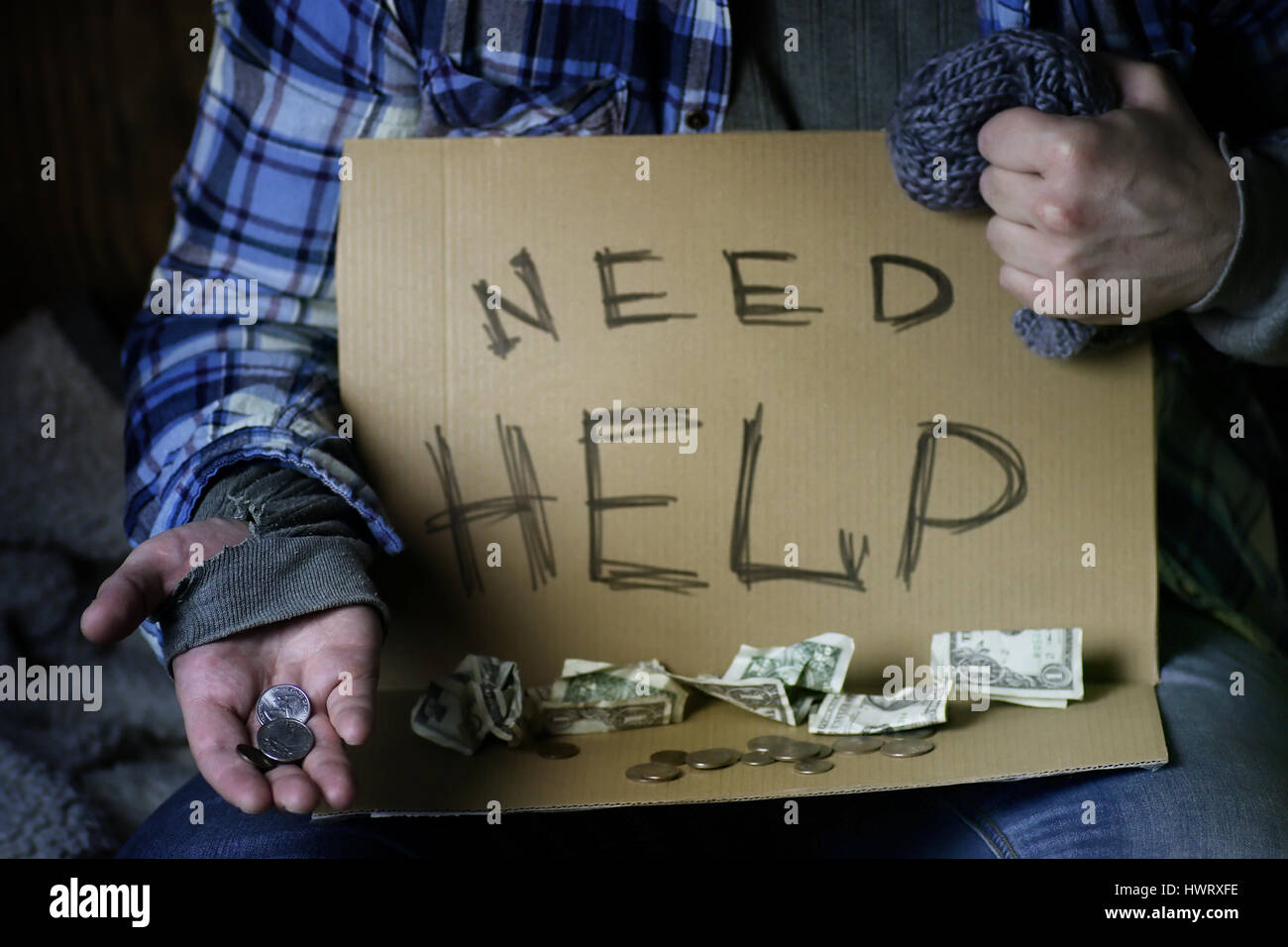 homeless man ask help Stock Photo - Alamy